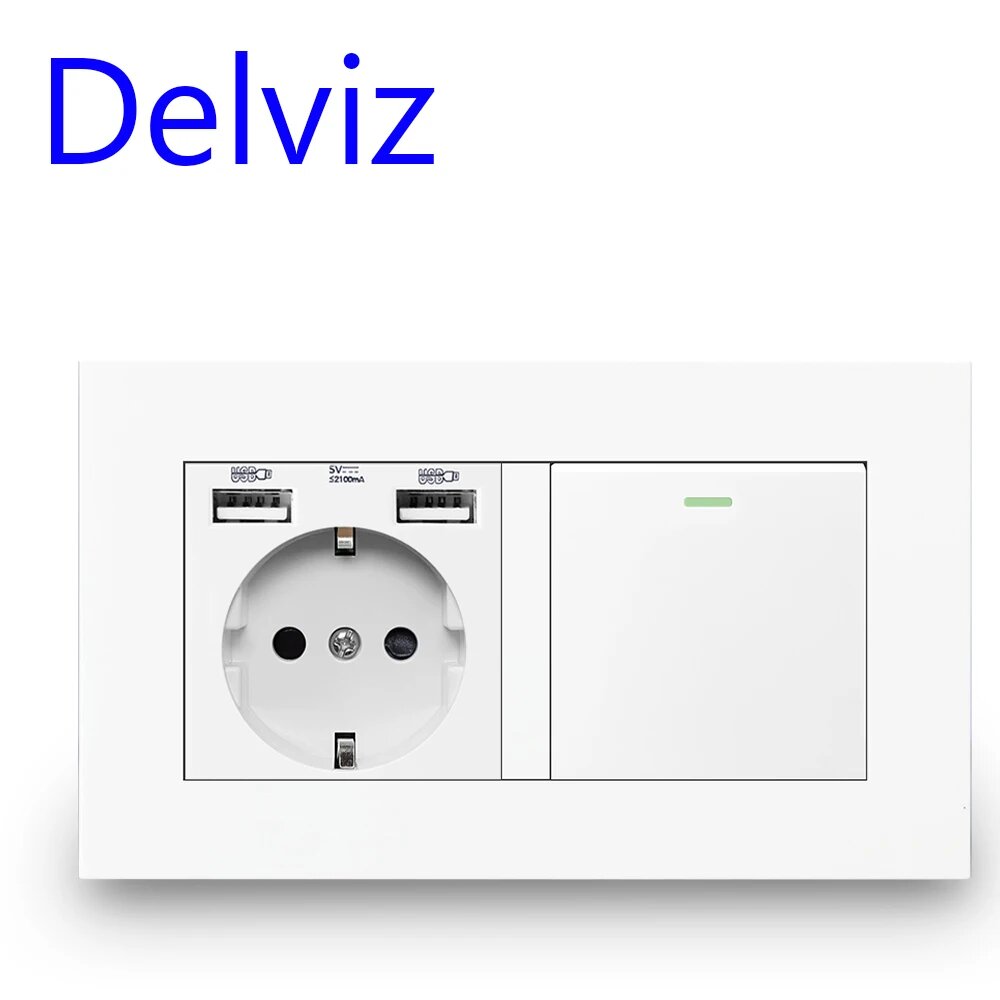 DELVIZ Розетка с выключателем и USB портами