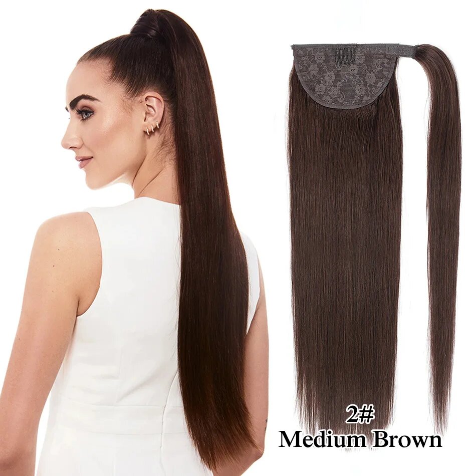 Хвостик для волос Remy, прямые, #2 Medium Brown, 50см, 80г
