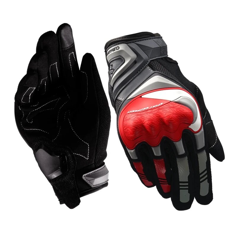 Перчатки для мотоциклистов Cuirassier, светоотражающие с сенсорным экраном, для езды Черный, M, Red