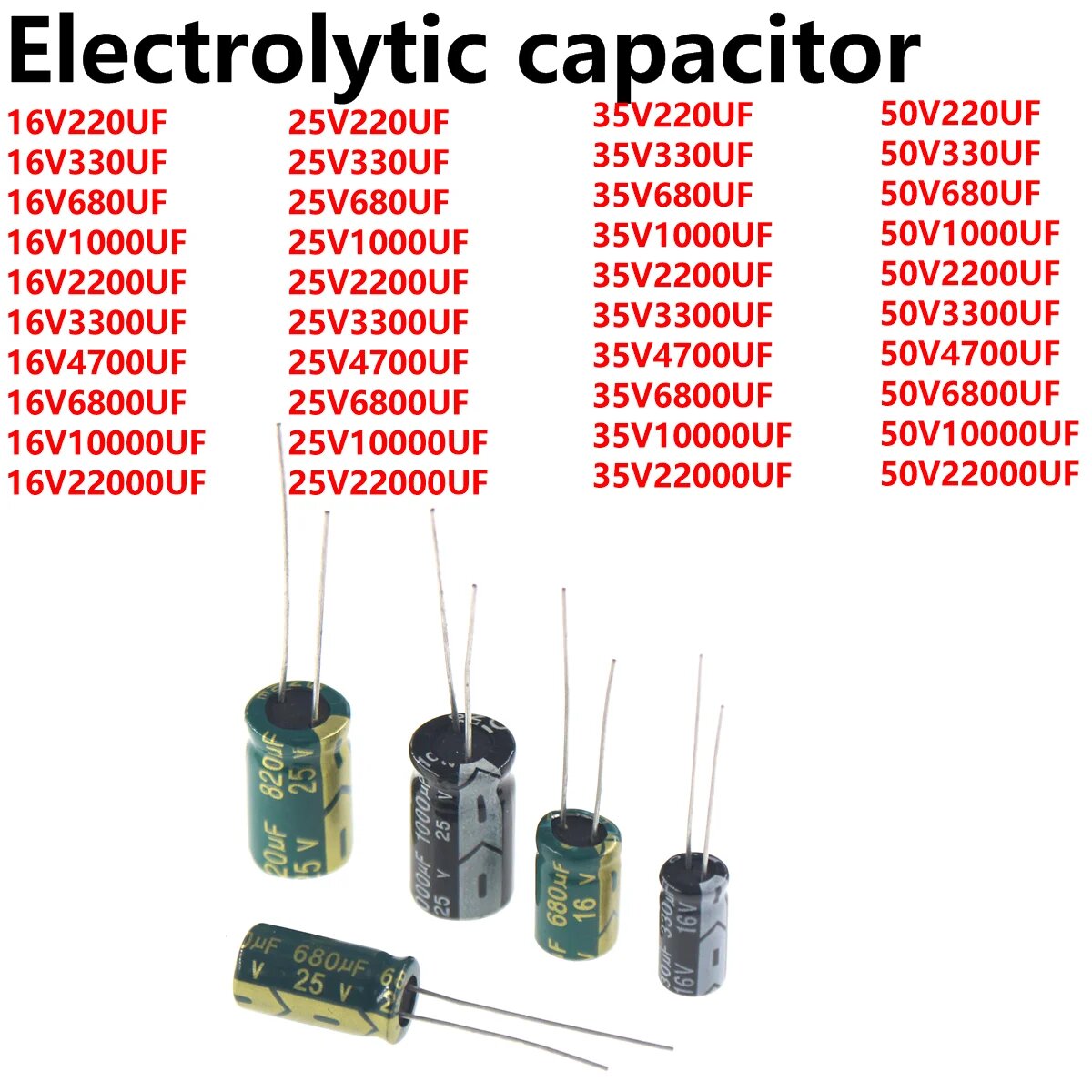 Алюминиевые конденсаторы Hongqichip 35v330u10x13 100шт