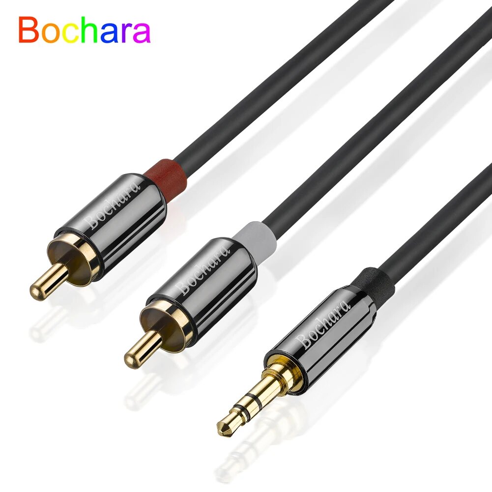 Аудиокабель Bochara 3,5 мм - 2RCA, черный, 10 м