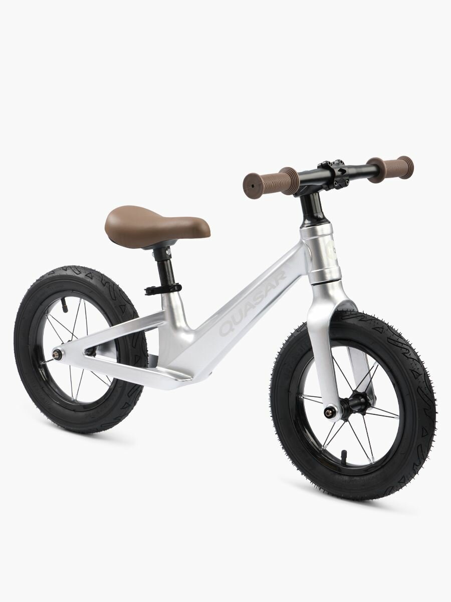 50072, Беговел детский QUASAR Happy Baby, беговел от 3 лет для мальчиков и девочек, двухколесный велобег, серый