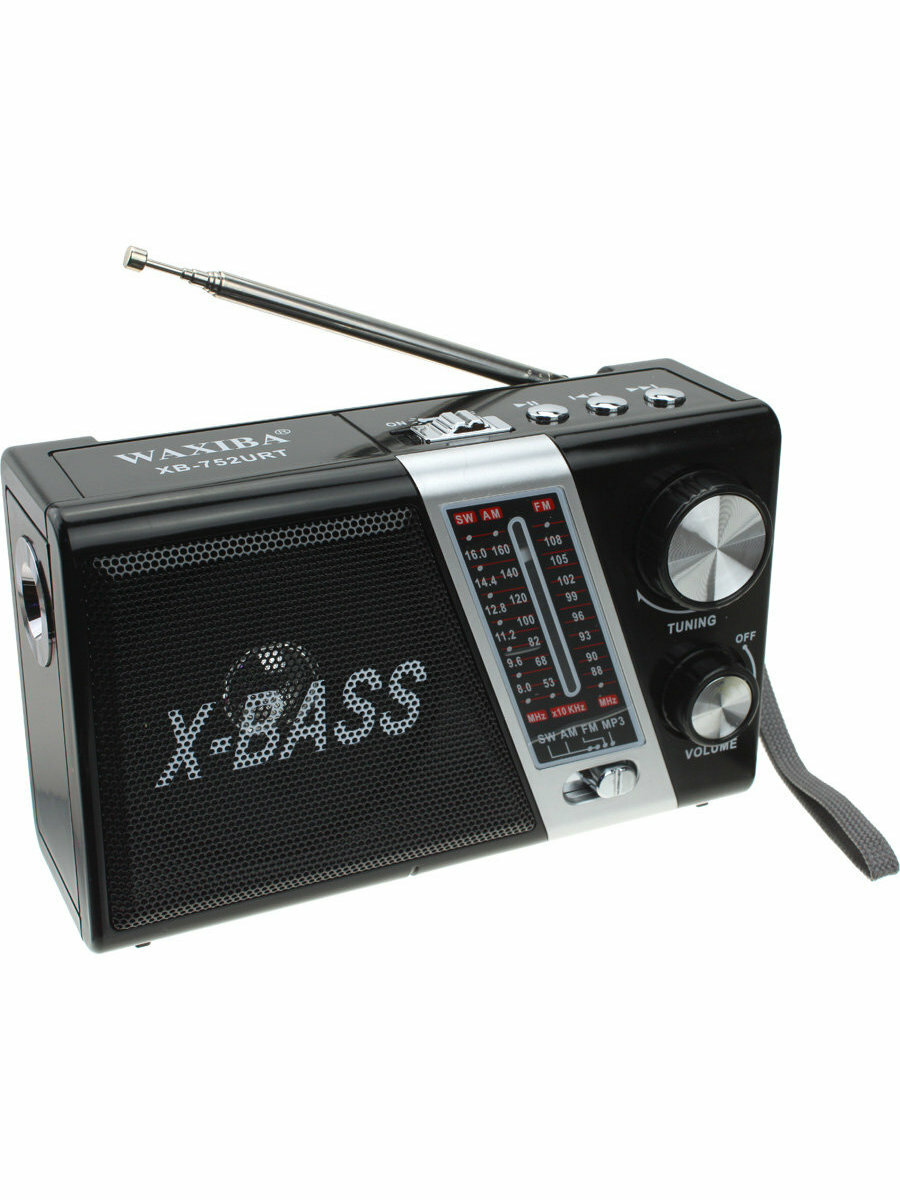 Радиоприемник 752URT USB Waxiba аккумулятор, фонарик, черное