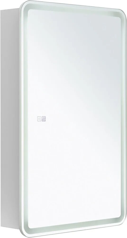 Зеркало-шкаф Aquanet Оптима 50х80 LED со светодиодной подсветкой, с подогревом, 50 см, с сенсорным управлением, белое, в современном стиле