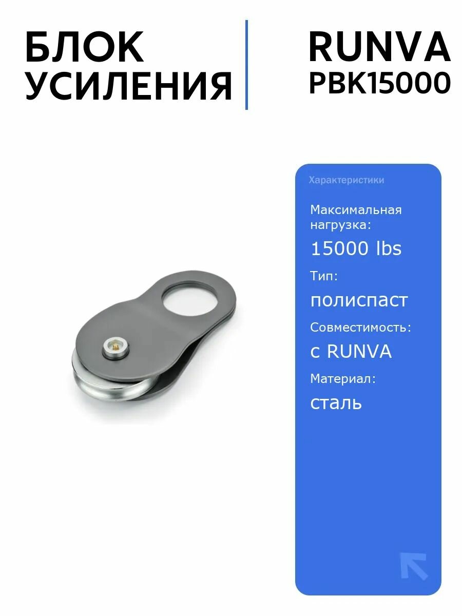 Блок усиления RUNVA для стального троса 15000 lbs (7 тонн), полиспаст для увеличения тяги лебедки, надежный и прочный