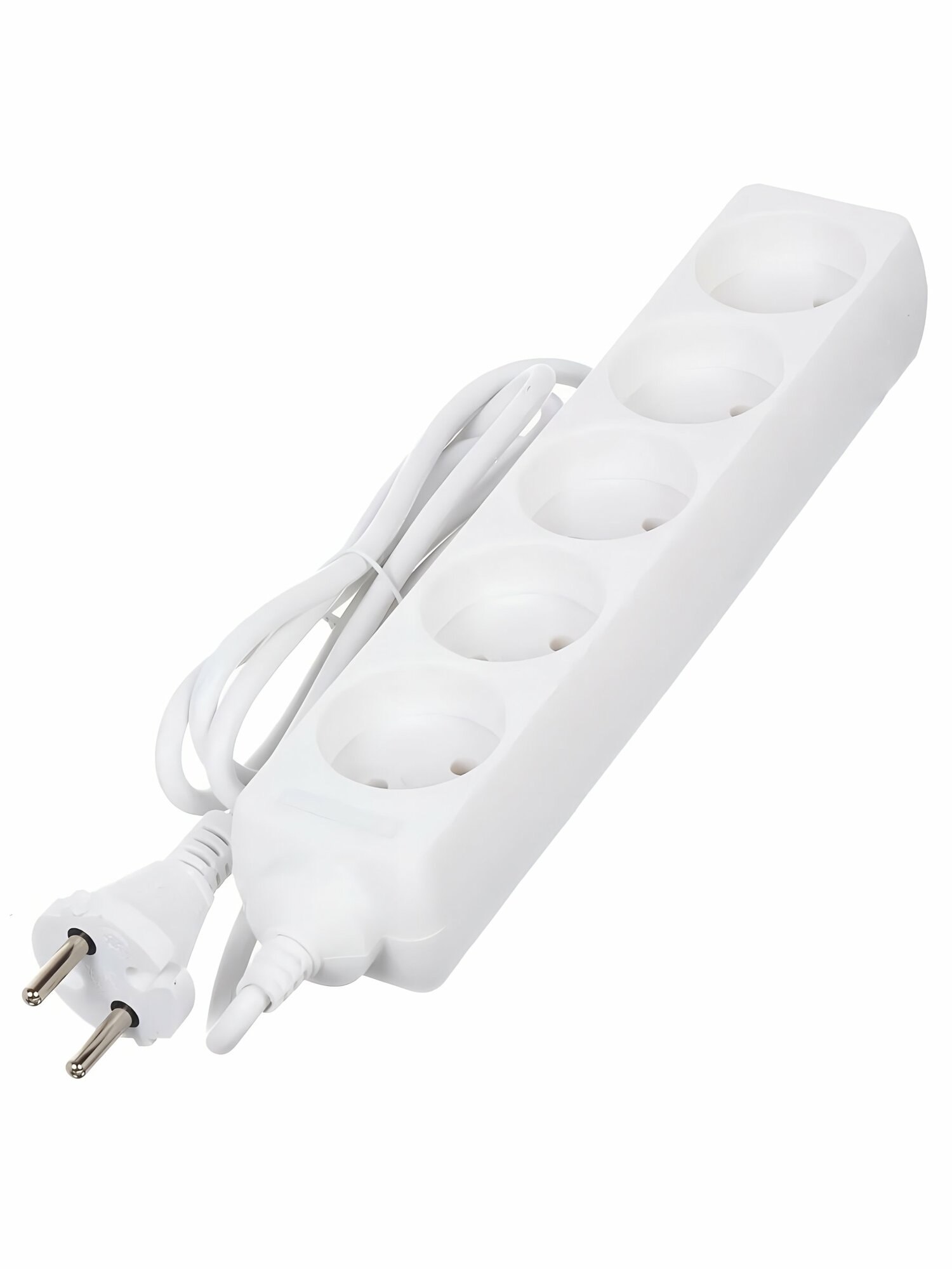Удлинитель бытовой General Lighting Systems 5 гнезд, 1.5 м, 10 А, белый, без заземления, ПВС 2х0.75 мм², артикул 470031