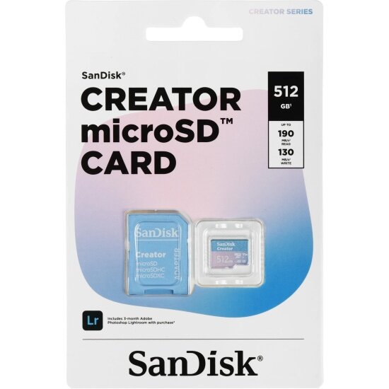 Карта памяти Sandisk Creator 512Gb microSDXC UHS-I U3 V30 A2 + ADP