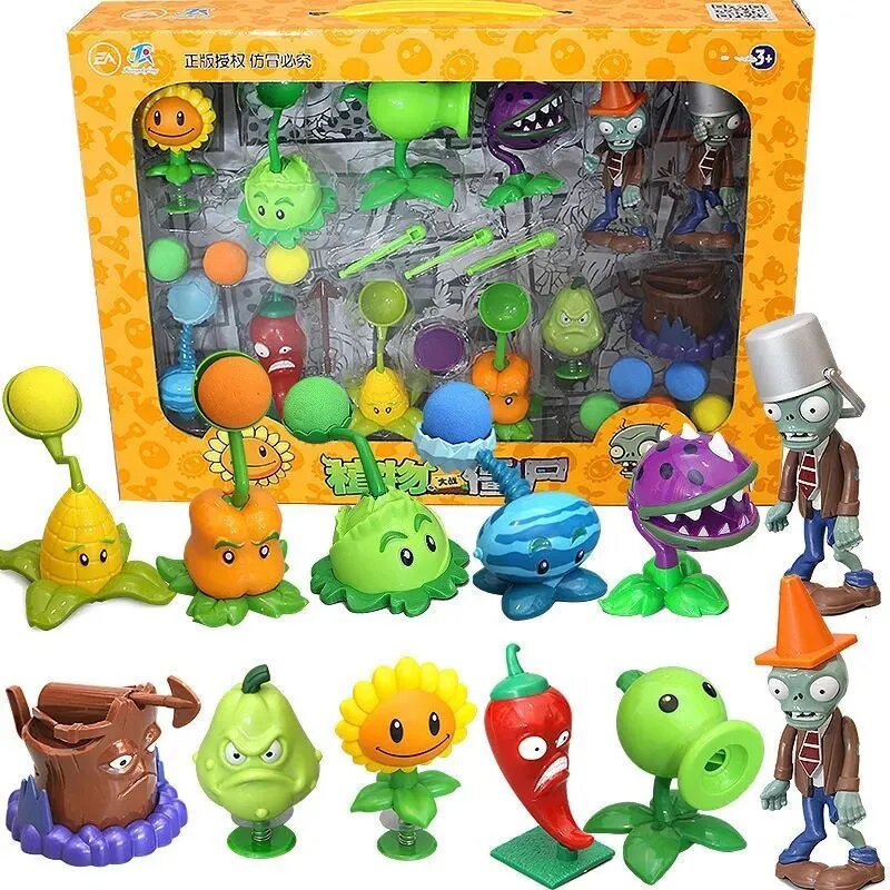 Набор фигурок Plants vs Zombies set K / Растения против зомби (Set. 4-14см )-yijiawang