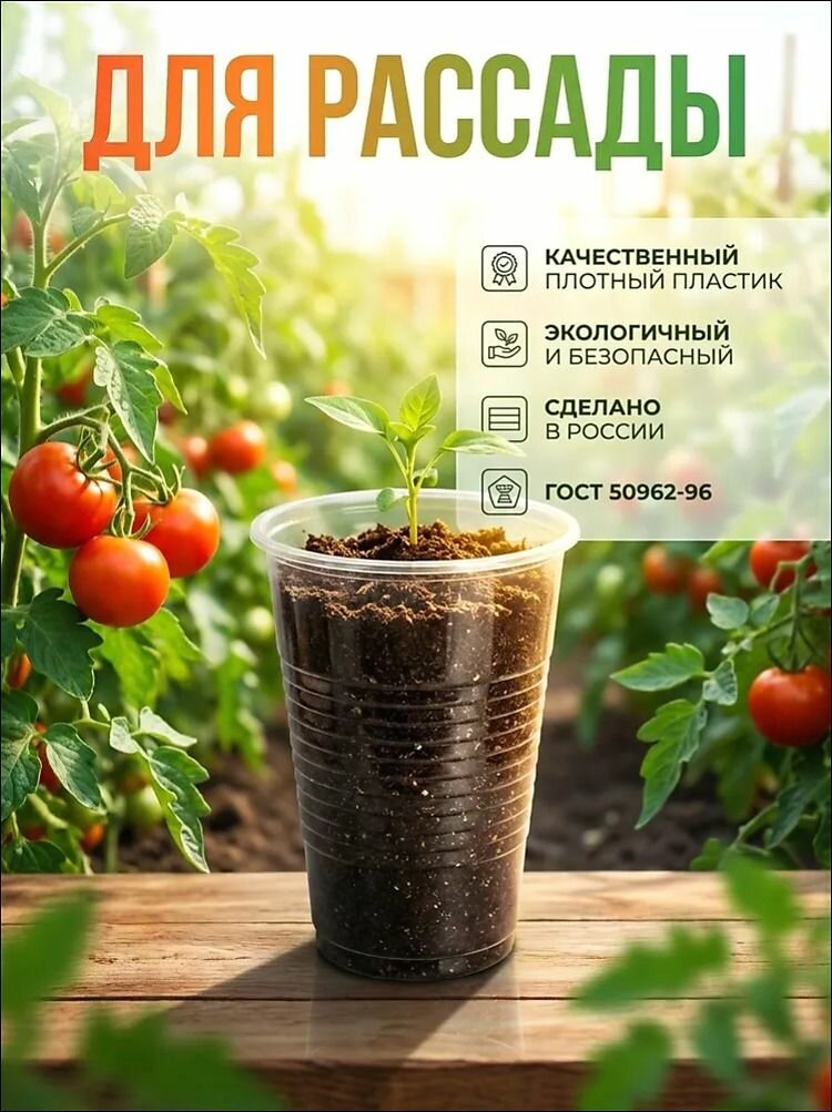Стаканы одноразовые 100 шт 200 мл, пластиковые прозрачные. Посуда для праздника, десертов, кейтеринга, фуршета