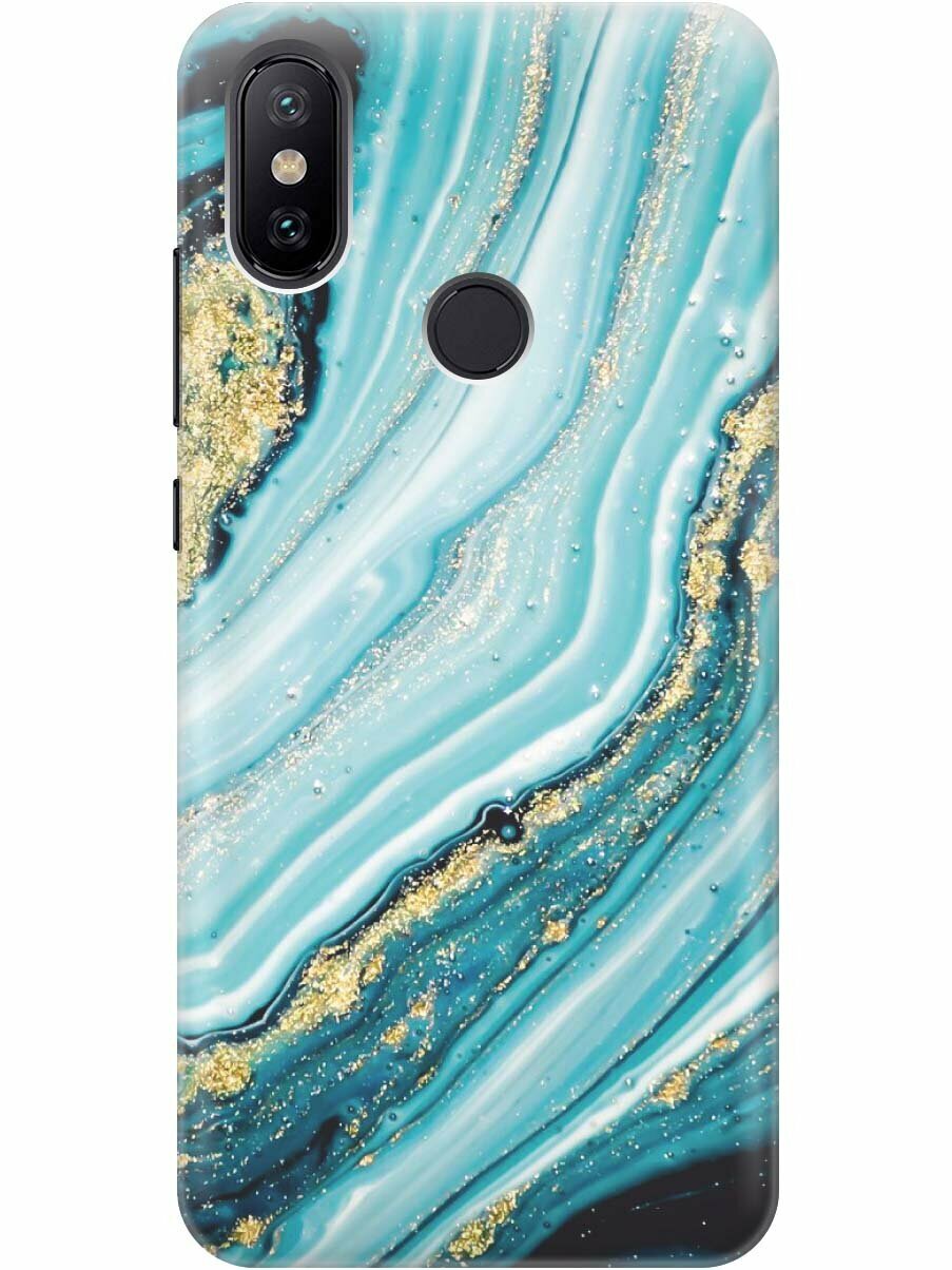 Ультратонкий силиконовый чехол-накладка для Xiaomi Mi 6X, Mi A2 с принтом "Green Marble"