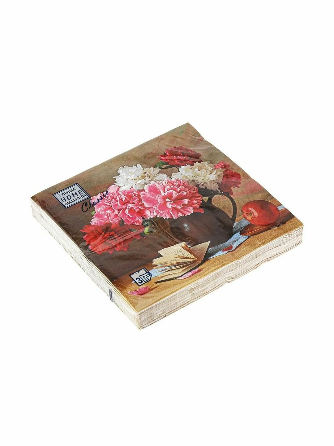 Салфетки бумажные трехслойные "Art Bouquet Home Collection" Цветочный натюрморт, 33х33 см, в пачке 20 штук