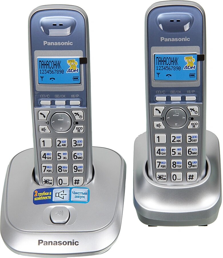 Радиотелефон Dect Panasonic KX-TG2512RUS серебристый (труб. в компл:2шт) АОН
