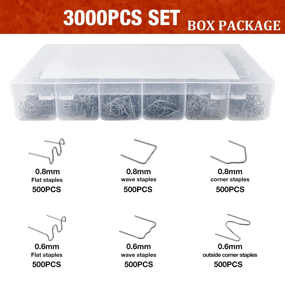 Скобы для пластика 3000pcs Box, нержавеющая сталь