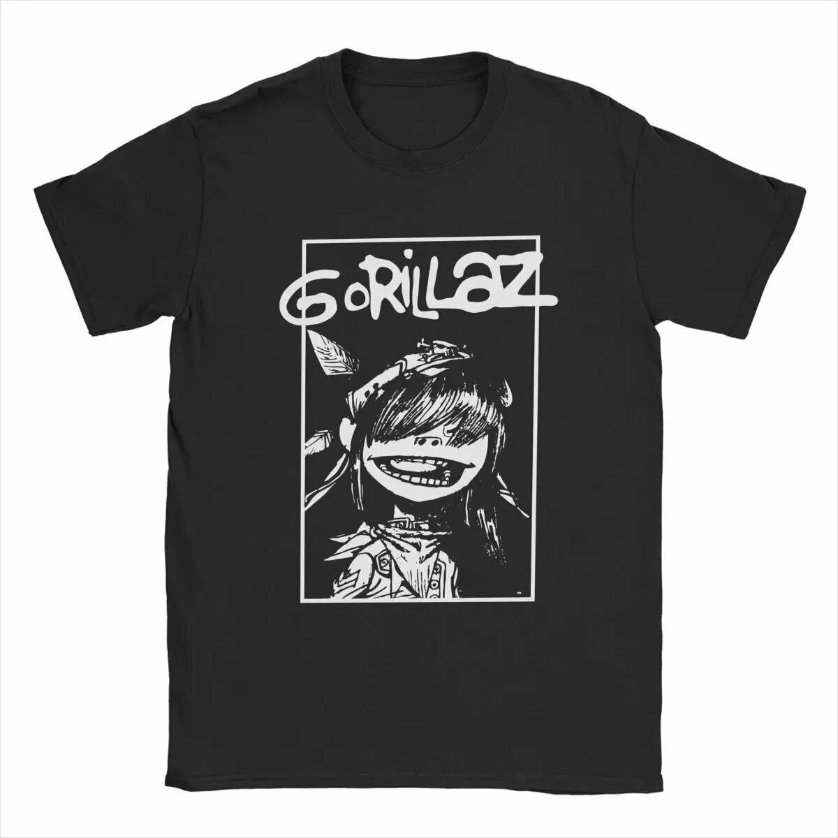 Gorillaz Geep Logo Reverse Мужская футболка Музыкальная группа Панк-рок 90-х годов Y2K Винтажная футболка с коротким рукавом и круглым вырезом Хлопок Плюс Размер Топ