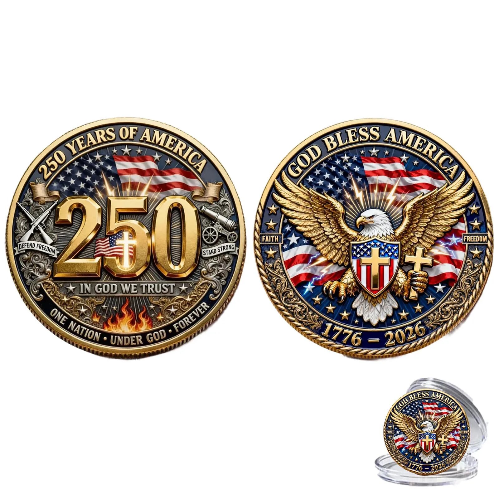 Коллекционная монета 250 лет Америки, 3D