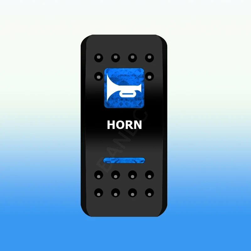 Кулисный переключатель Horn-Momentary, синий светодиод