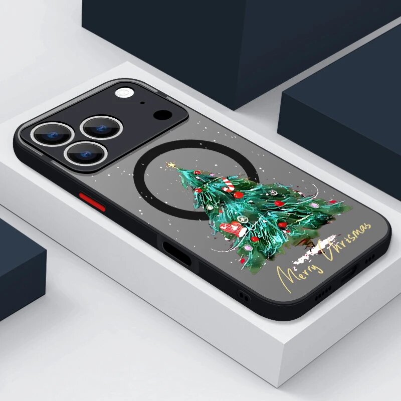 Магнитный Чехол Для Телефона С Рождественским Узором Для iPhone Air 17 16 15 14 13 Pro Max 12 Pro 16 Plus 16e 11