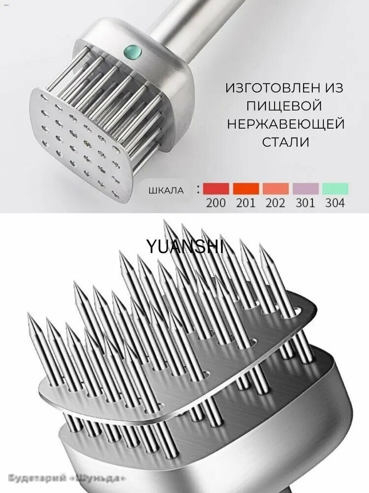 Тендерайзер для мяса, с иглами из нержавеющей стали, инструмент для размягчения волокон — фото 1