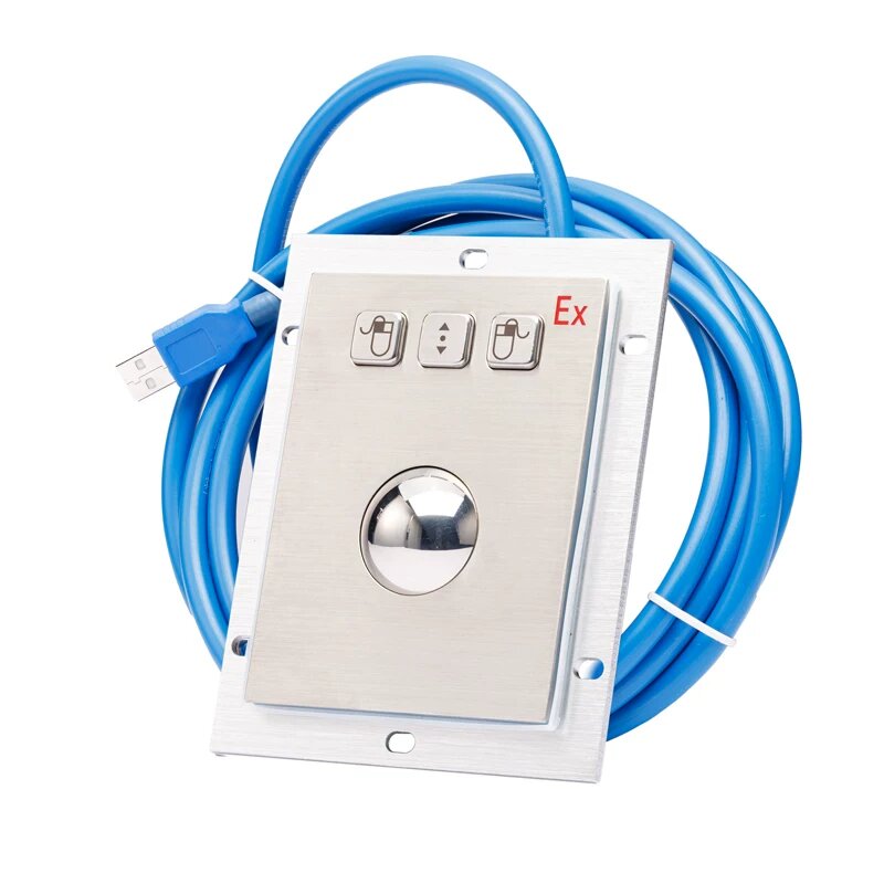 Взрывозащищенная трекбол-мышь D-8302Ex, нержавеющая сталь, 1 м USB-кабель для нефтегазовой и фармацевтической