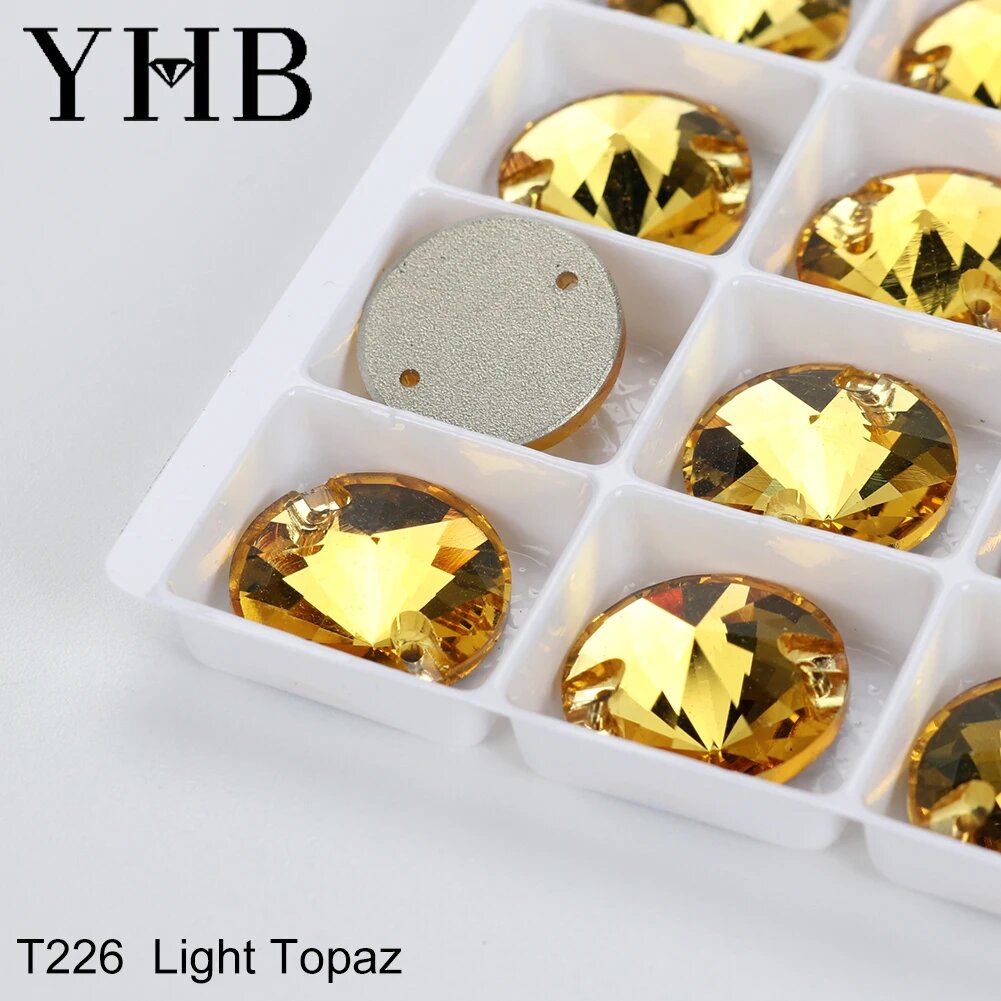 Стеклянные кристаллы YHB Rivoli для пошива 84Pcs 8mm, T226 Light Topaz