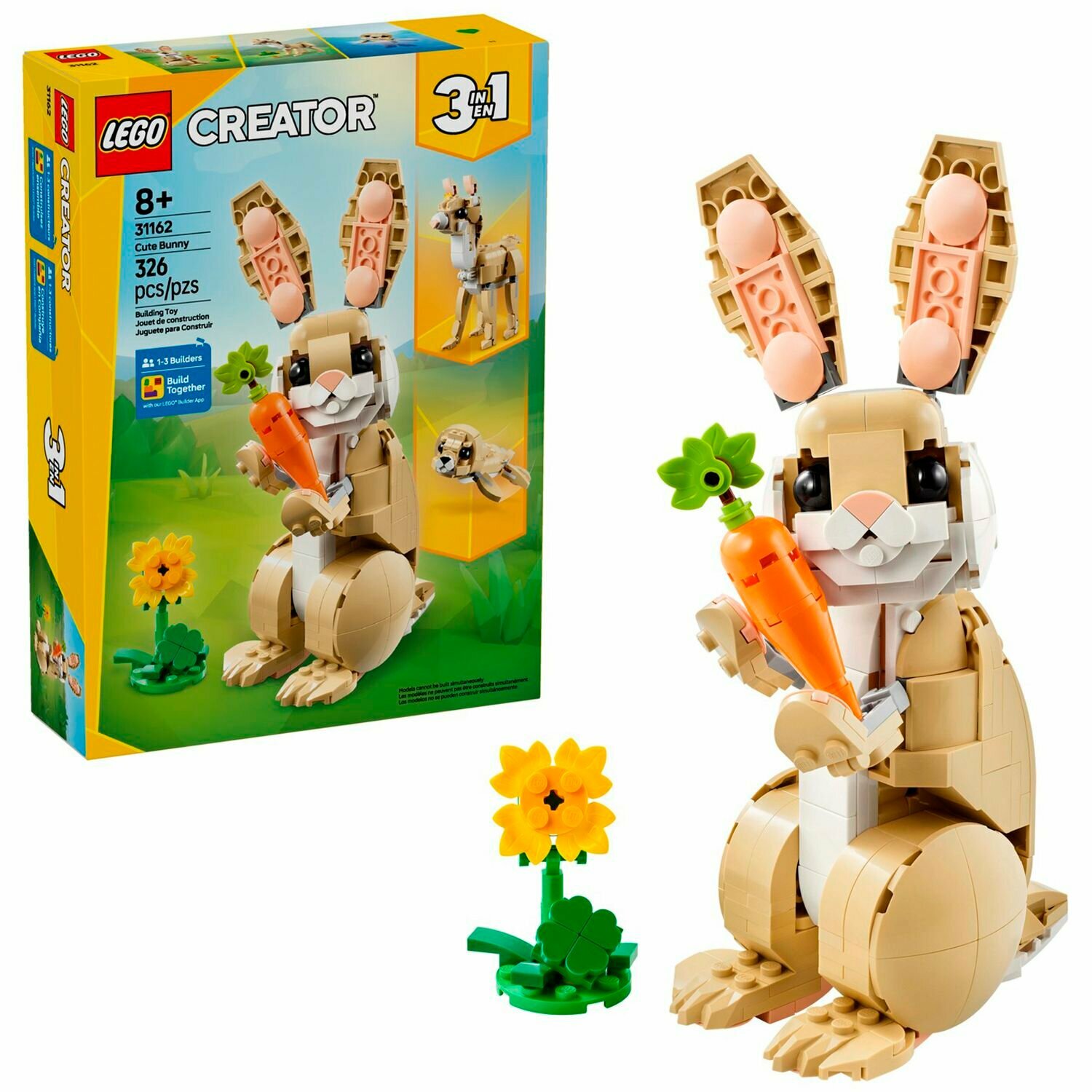 Конструктор детский LEGO Creator 3-in-1 Милый Кролик, 326 деталей, возраст 8+, 31162