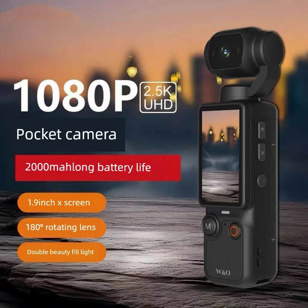 Q7 Vlog Kamera 1.9-dyimovyi Ekran Dvoynye LED Svety 64GB Pamyat Chernaya Model s Peredatelnymi Akcesuarami dlya