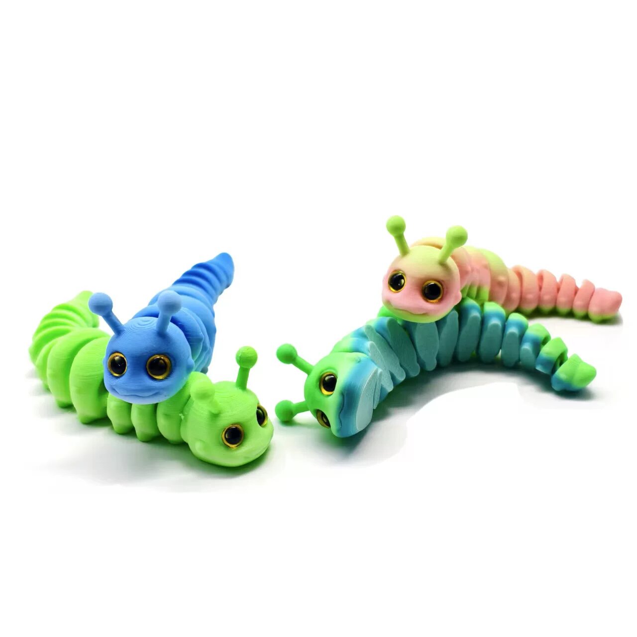 3D-печатные гибкие игрушки-черви - 4 шт, небо, цветочная фея, остров, зеленая трава, экологичные безвредные