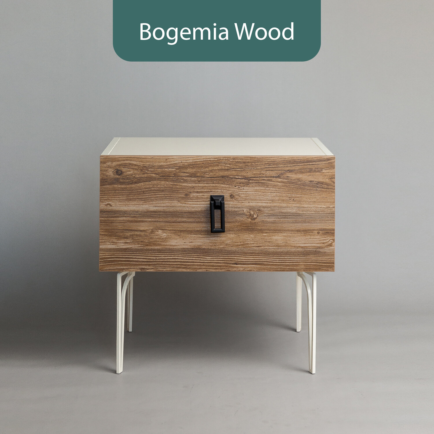 Прикроватная тумба Bogemia Wood/Fa. Слоновая кость/черный
