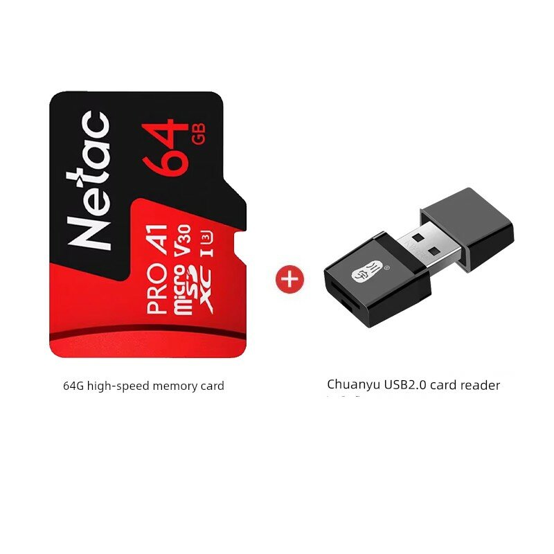 64 ГБ высокоскоростная TF-карта с USB 2.0-чтителем для видеорегистратора, смартфона и систем видеонаблюдения