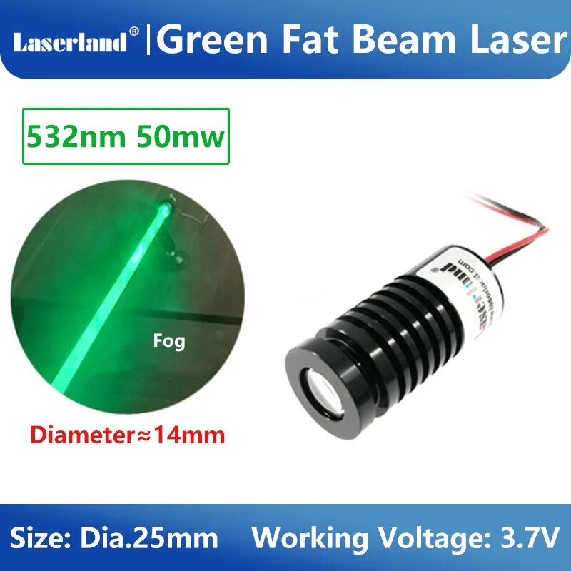 Laserland Green Fat Beam Laser 532nm 50mW 3.7V