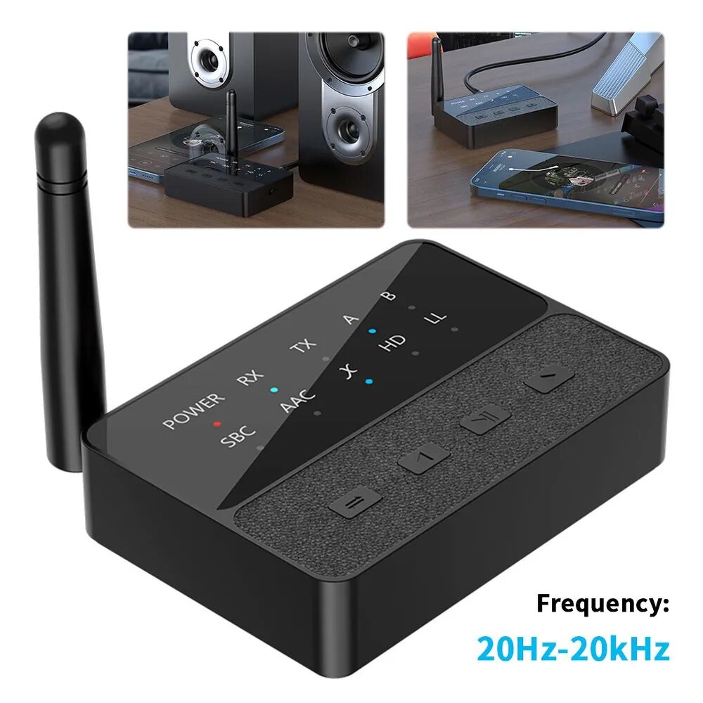 Bluetooth-адаптер AUX/RCA с функцией передатчика и приёмника, Bluetooth 5.3, aptX