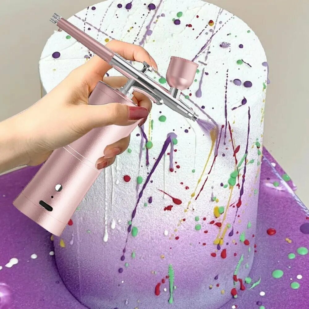 Ручной аэрограф-краскопульт USB Charge с насадкой 0,3 мм для ногтей Gun Cake