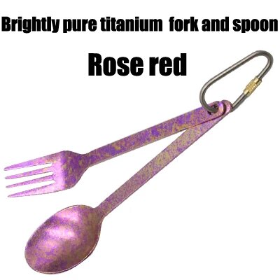 Титановая ложка-вилка TiTo для кемпинга Красный, spoonandfork
