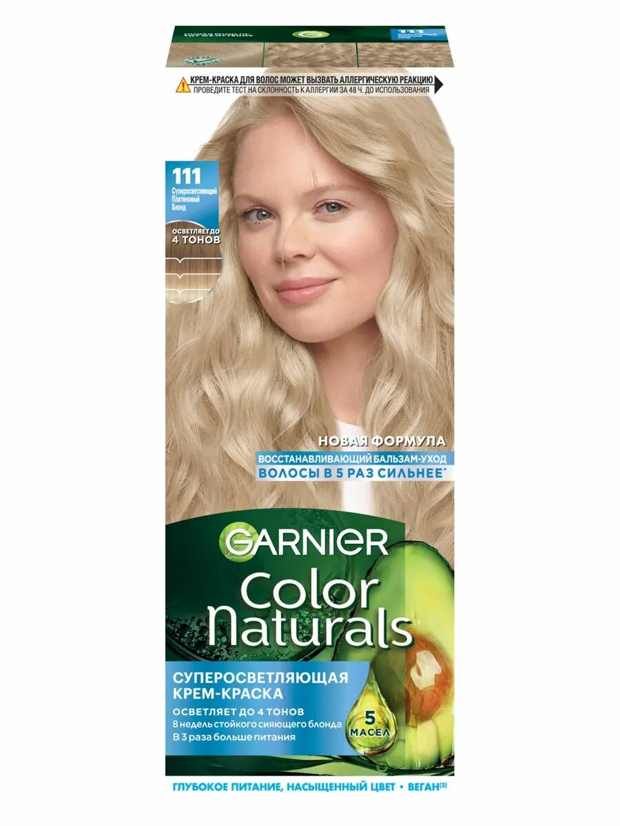 Garnier Крем-Краска для волос стойкая Color Naturals, 111 Суперосветляющий платиновый блонд