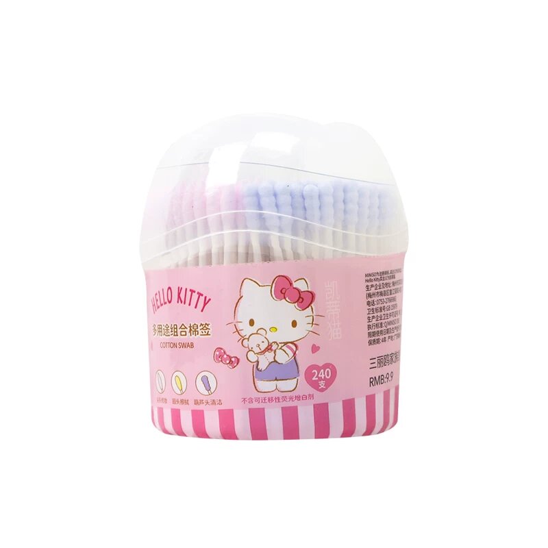 Набор ватных палочек MINISO Cinnamoroll и Hello Kitty, многоразовые, с двумя концами, для чистки ушей. Многоразовые
