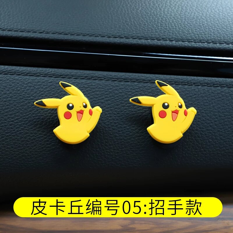 Крючки Pikachu для стакана, дизайн с приветствием, 2 шт, нескользящие аксессуары для приборной панели авто