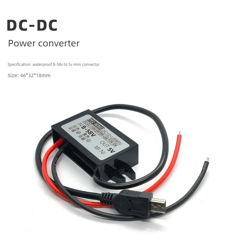 Водонепроницаемый преобразователь напряжения DC 8-58В в 5В с Mini USB выходом для быстрой зарядки мобильных устройств