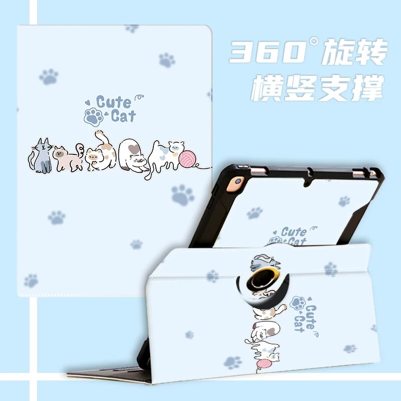 Защитный чехол для Huawei M6/MatePad 10.8-дюймового, милый кот, полное покрытие, поворотная подставка
