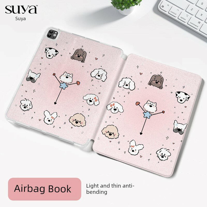 Чехол в стиле книжки с подушками для iPad Air1/Air2 9.7 дюймов без отсека для ручки, дизайн собаки-часов, устойчивый к