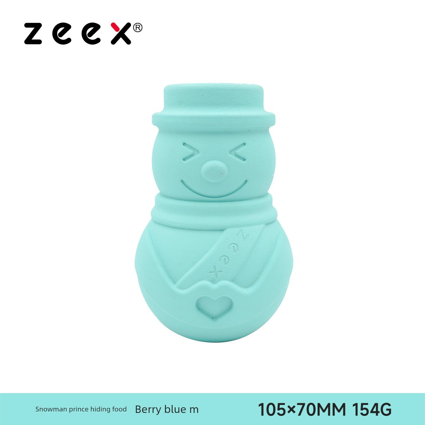 QZee Snowman Prince Интерактивная жевательная игрушка с скрытым кормом для собак, средний размер, ягодно-синий