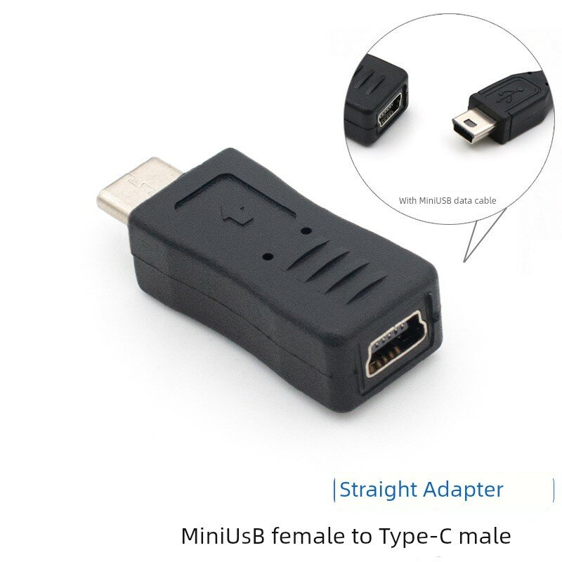 Адаптер Mini USB женский к Type-C мужской, прямой для автомобильной камеры и мобильного зарядного устройства
