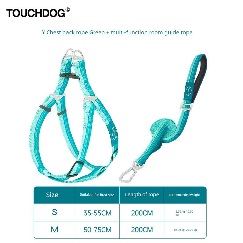 Touchdog Зеленый ошейник и многофункциональный поводок для маленьких собак, премиум аксессуар для безопасности с