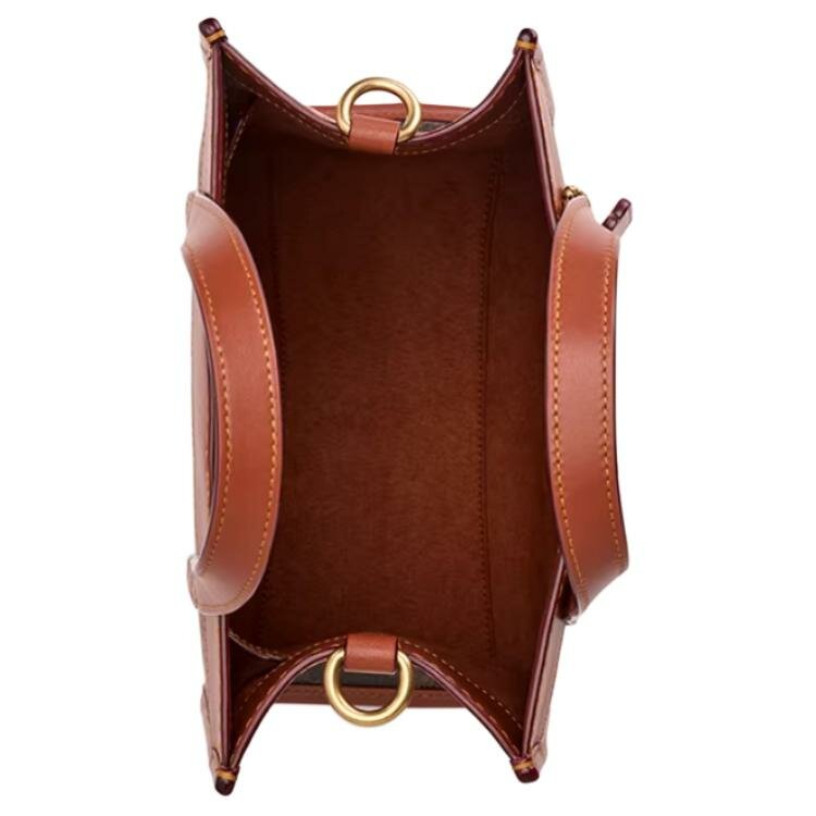 Сумка Coach Field, фактура тиснение, коричнево-желтый — фото 1