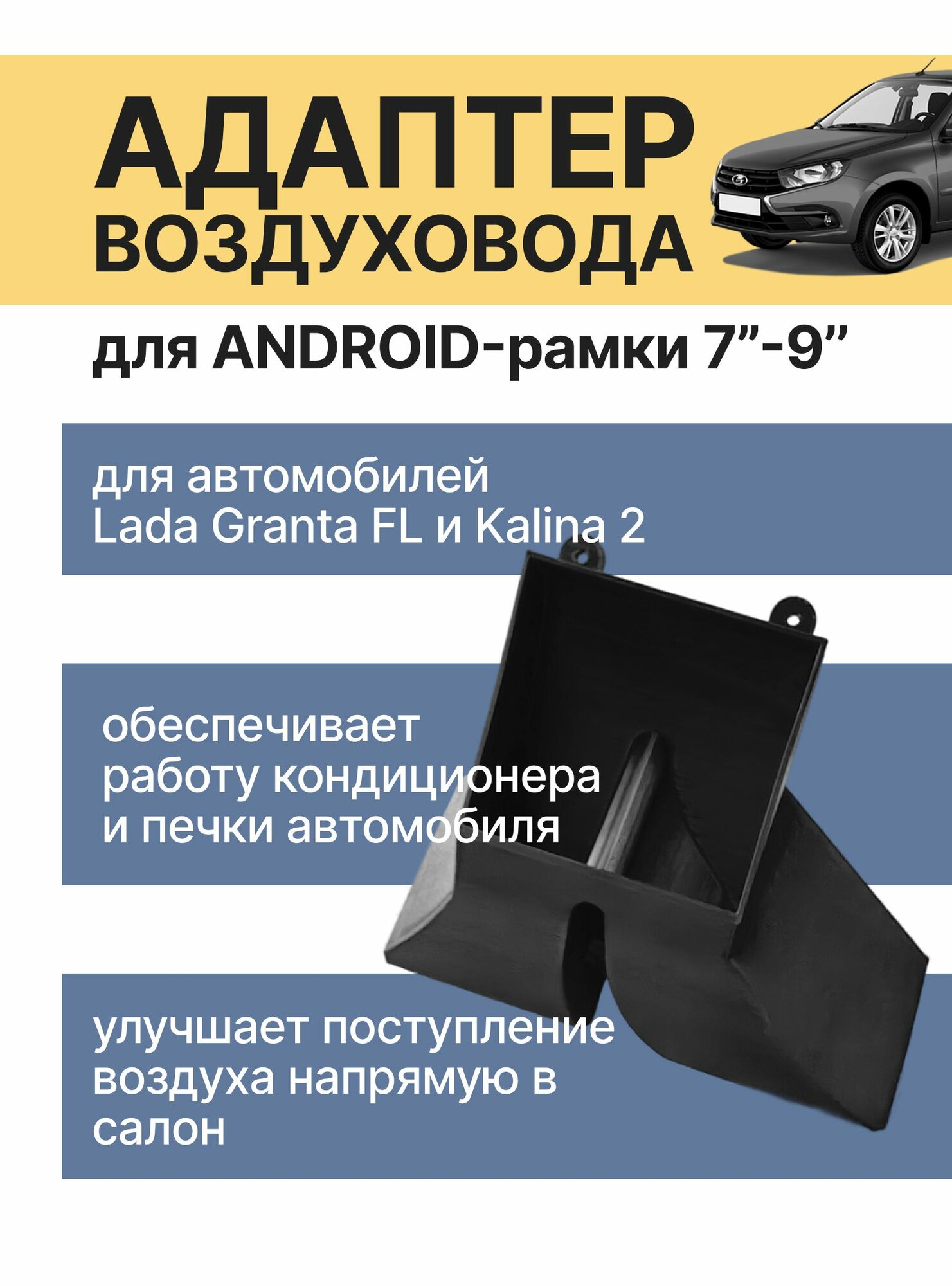 Воздуховод Lada Гранта FL Калина 2 Kalina дефлектора для Android магнитол