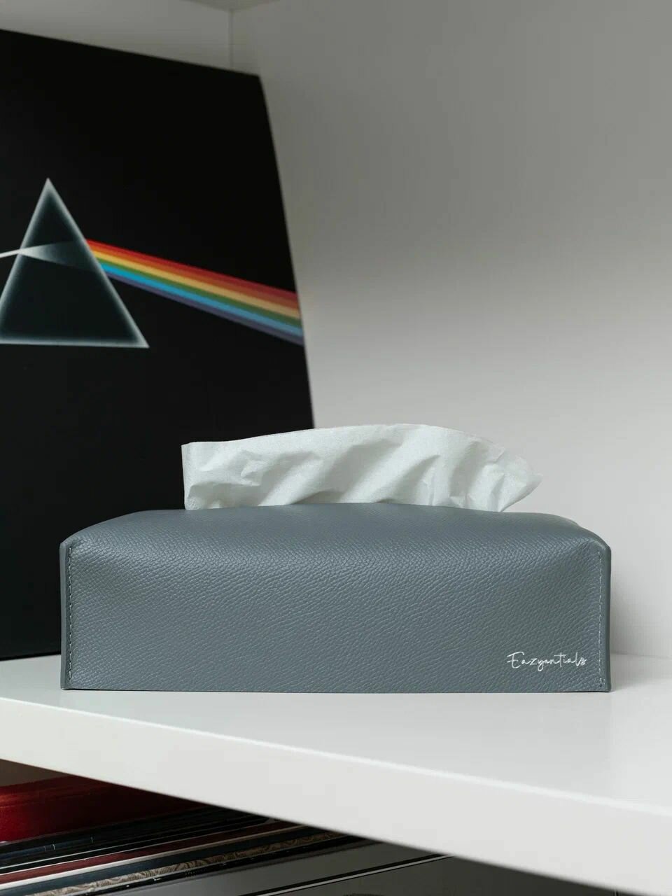 Салфетница на стол для бумажных салфеток интерьерная из натуральной кожи Eazyentials Серый жемчуг
