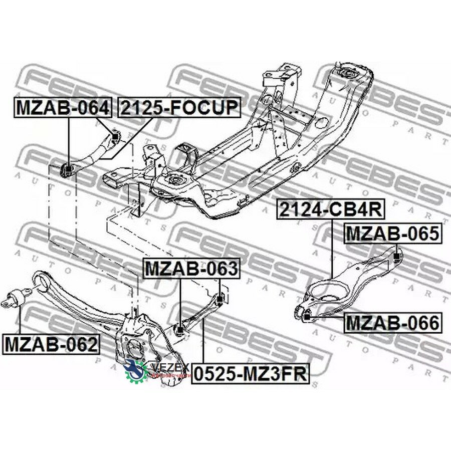 FEBEST 2124-CB4R Рычаг задн подвески нижний FORD FOCUS I/II 2124-CB4R