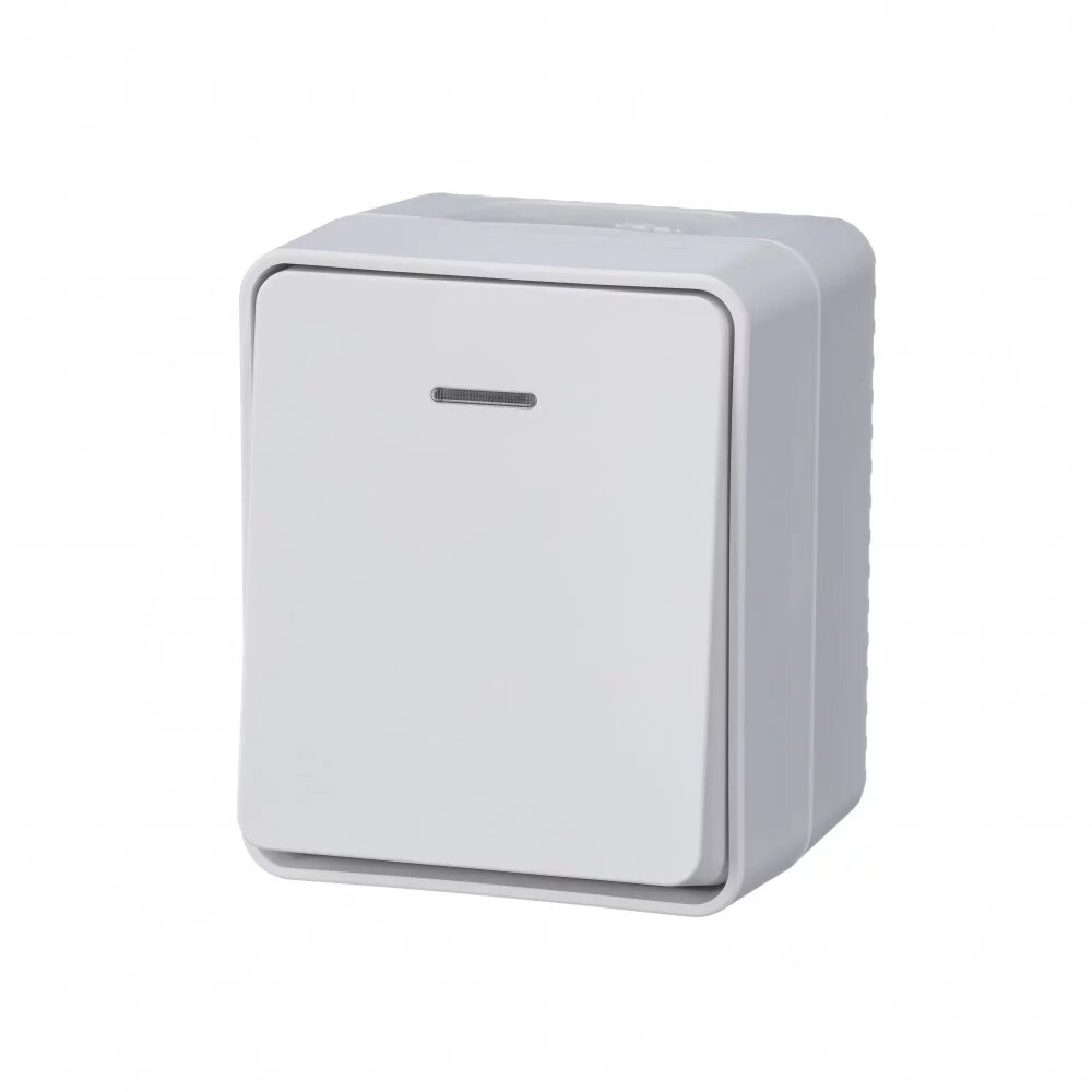 Выключатель 1-клавишный Systeme Electric AtlasDesign PROFI IP54 с подсветкой, открытой установки, 10АХ, Белый