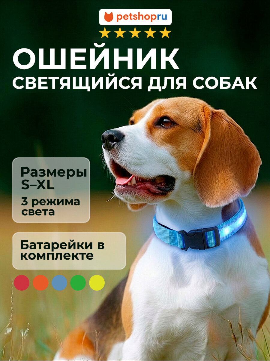 PETSHOP Ошейник для собак светящийся "Люк ", S