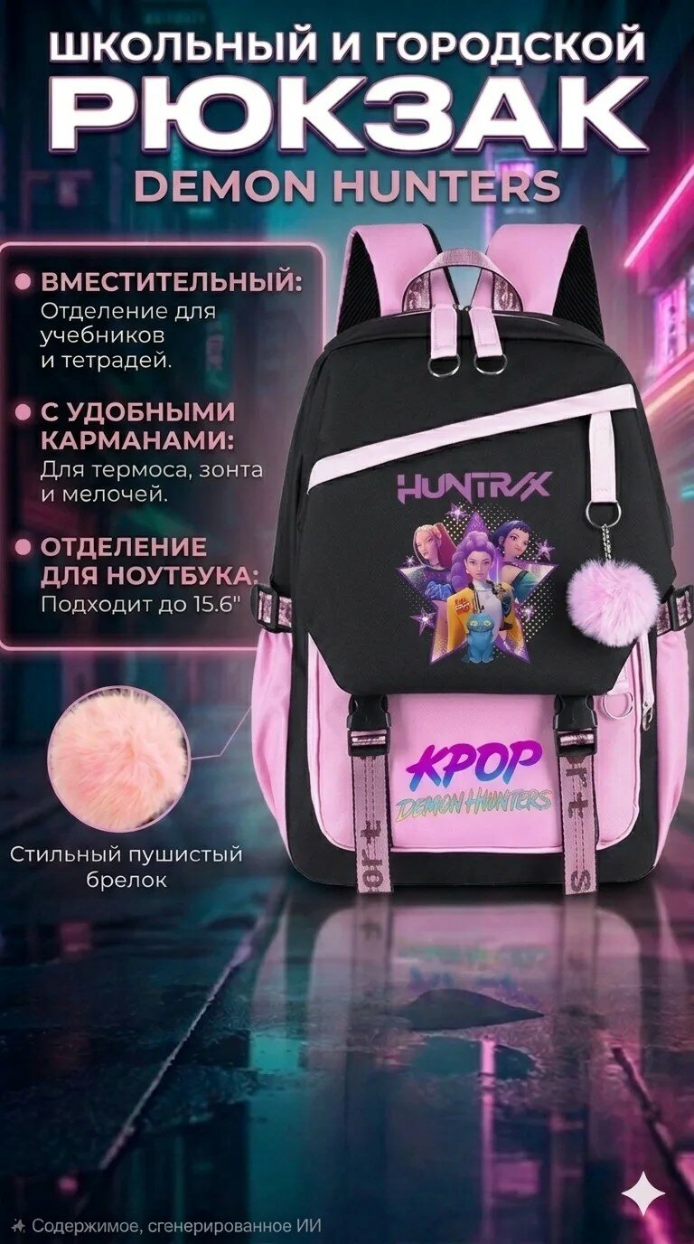 Рюкзак школьный Охотницы на демонов HUNTRIX Зои Мира Руми А4