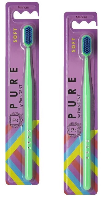 Зубная щетка President Pure by Soft мягкая арт. 583 2шт